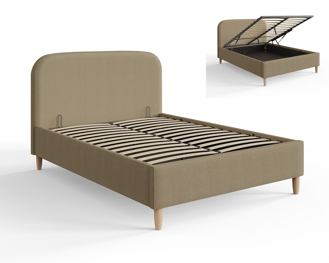Florida Mushroom Boucle King Size Ottoman Bed Frame - King Size Ottoman ...