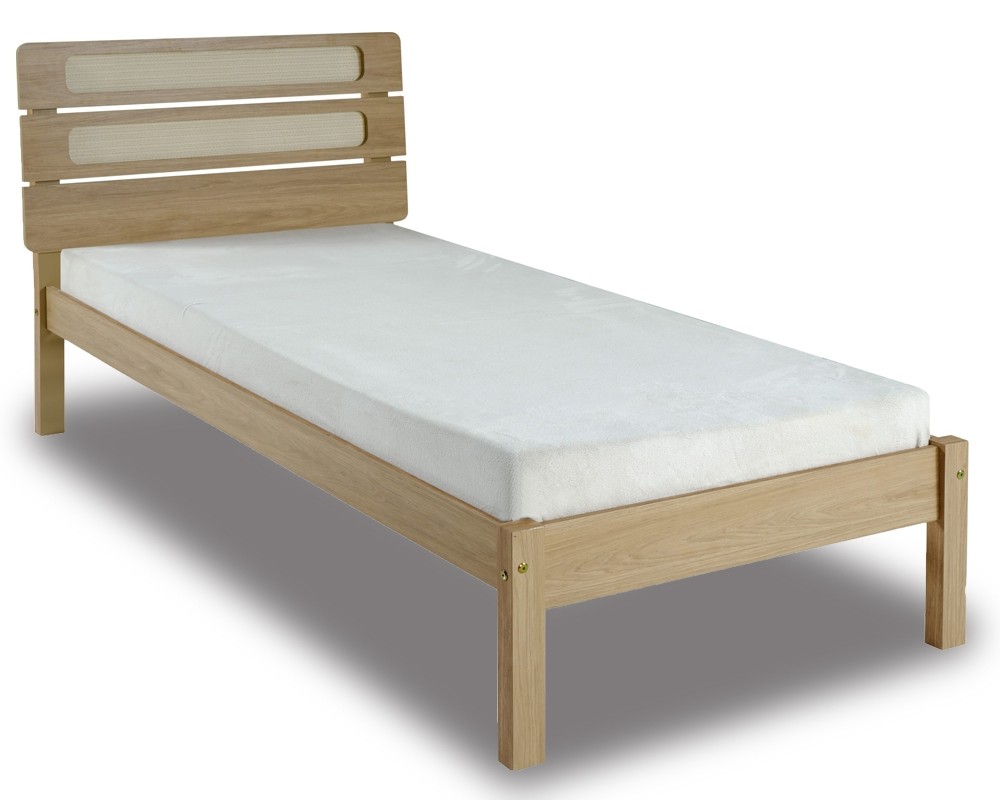 Sultan Light Oak And Rattan Single Bed Frame