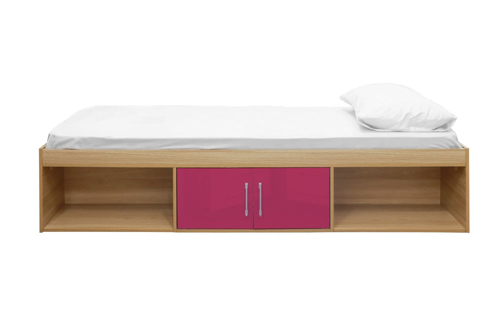 Daytona Oak And Pink Storage Bed