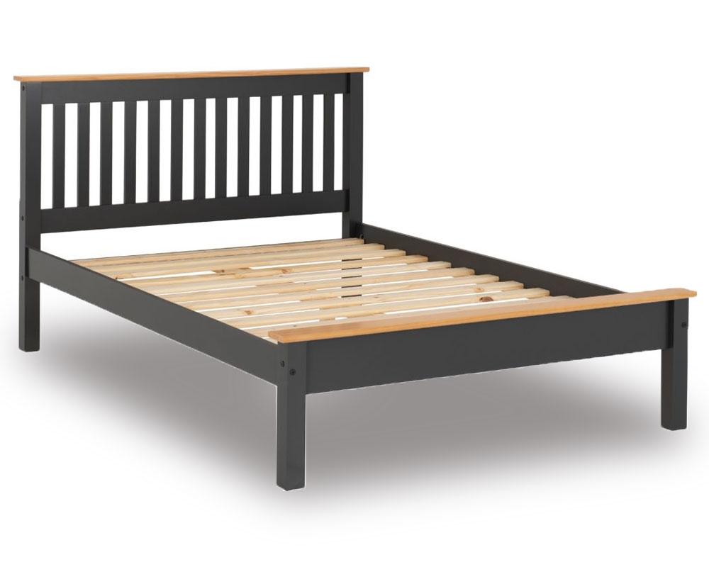 Monty Dark Grey And Oak Low Foot King Size Bed Frame - King Size Bed ...