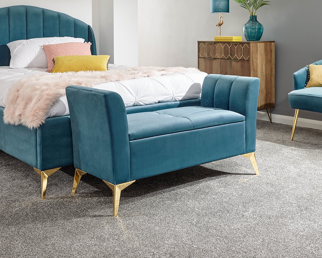 Petal Plush Teal Storage Bench