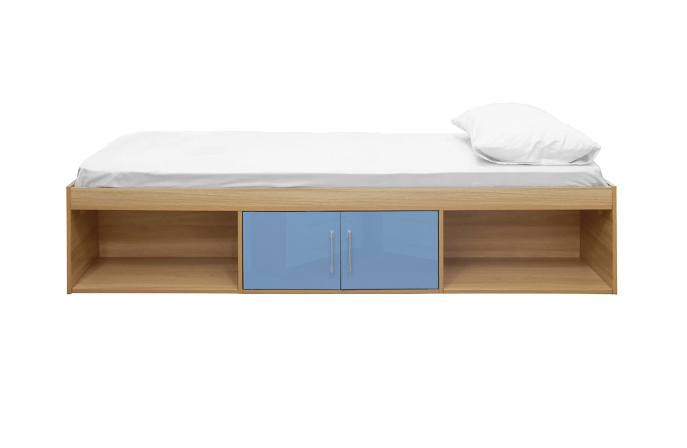 Daytona Oak And Blue Storage Bed