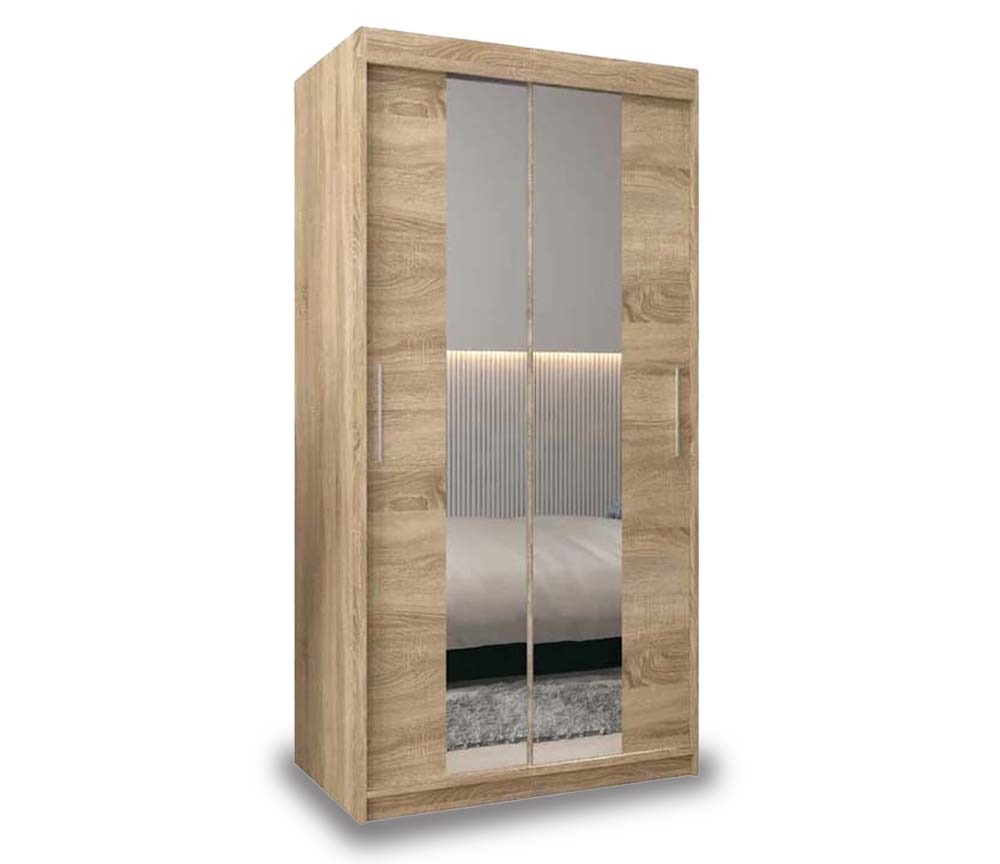 Ripon Light Oak Sliding Door Wardrobe 100cm