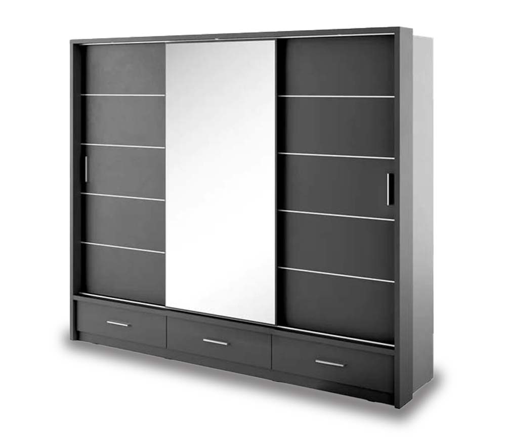 Sheffield Grey Sliding Door Wardrobe 250cm With Lights