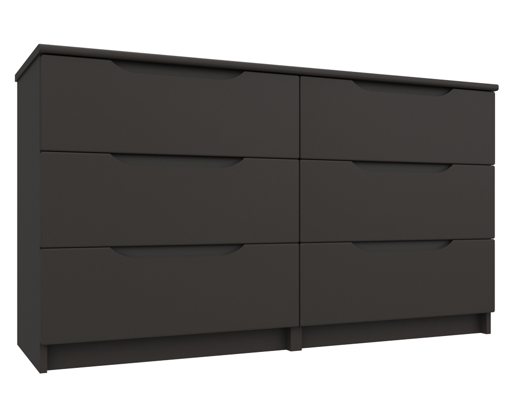 Sutton Graphite Grey High Gloss 3 Drawer Double Chest