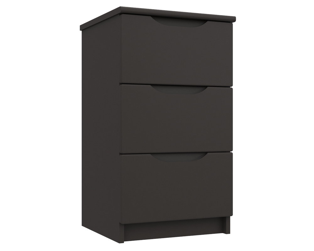 Sutton Graphite Grey High Gloss 3 Drawer Bedside